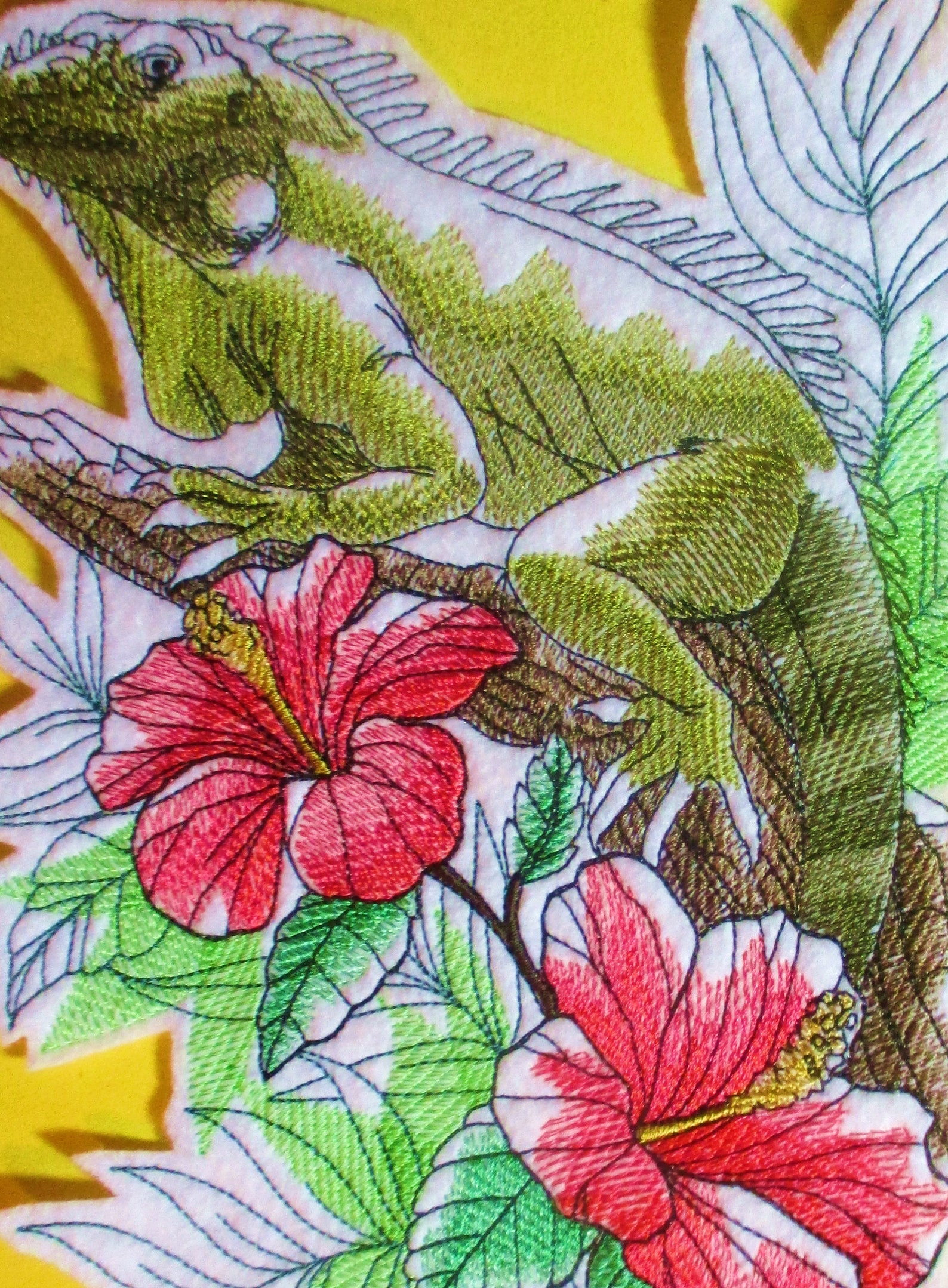 JUMBO Embroidered Iguana Applique Patch, Iron on or Sew On, Beach House ...