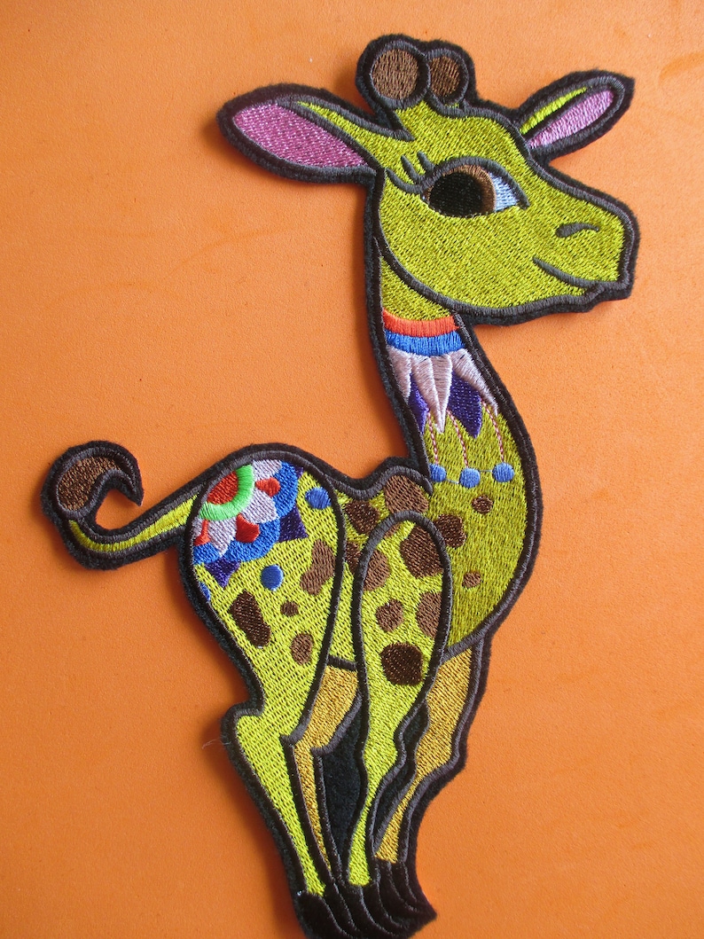 Extra Large Embroidered Giraffe Applique Patch Mehndi Style | Etsy