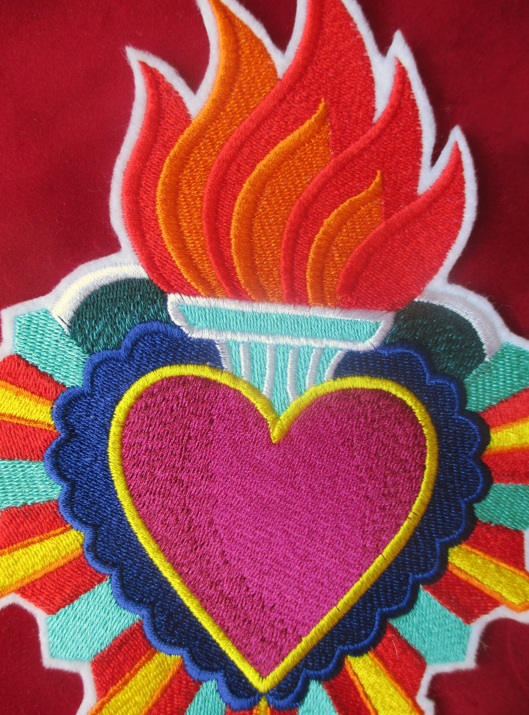 Extra Large Embroidered Milagro Miracle Heart Torch - Etsy