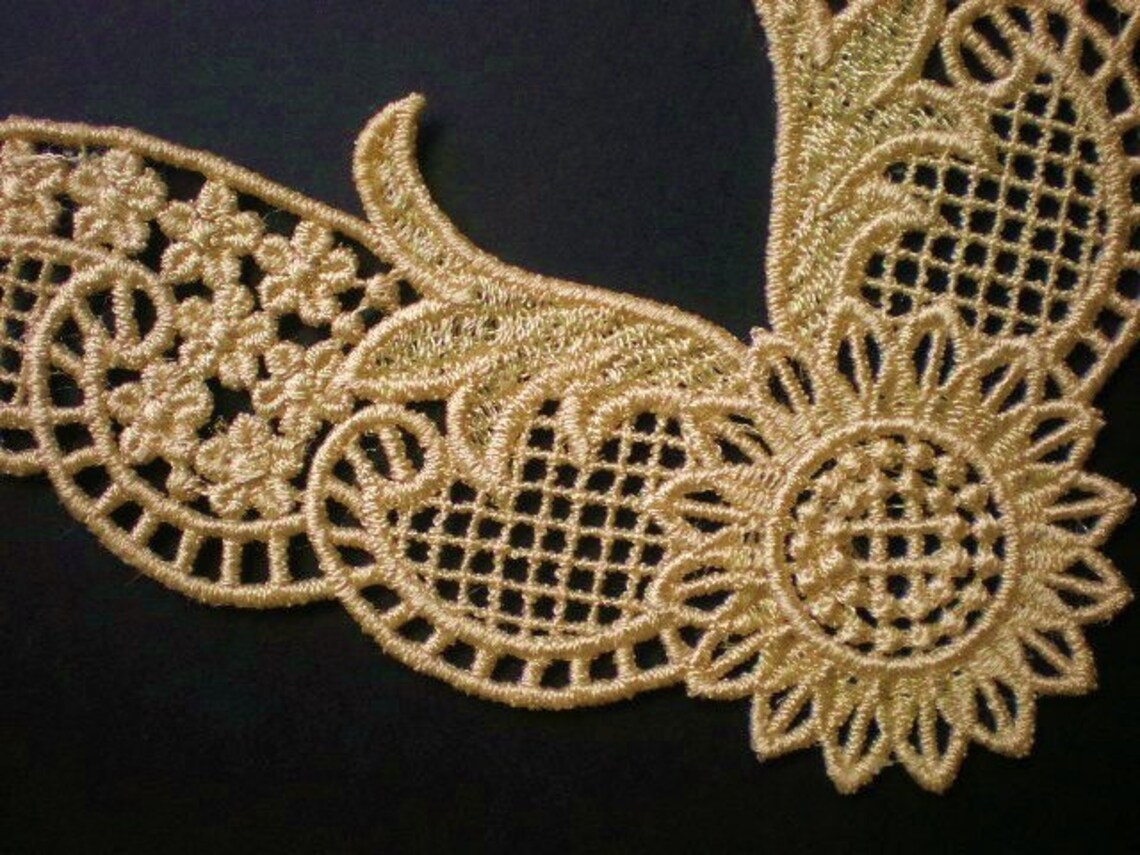 Embroidered Sunflower Neckline Lace Lace Collar Beige Lace | Etsy