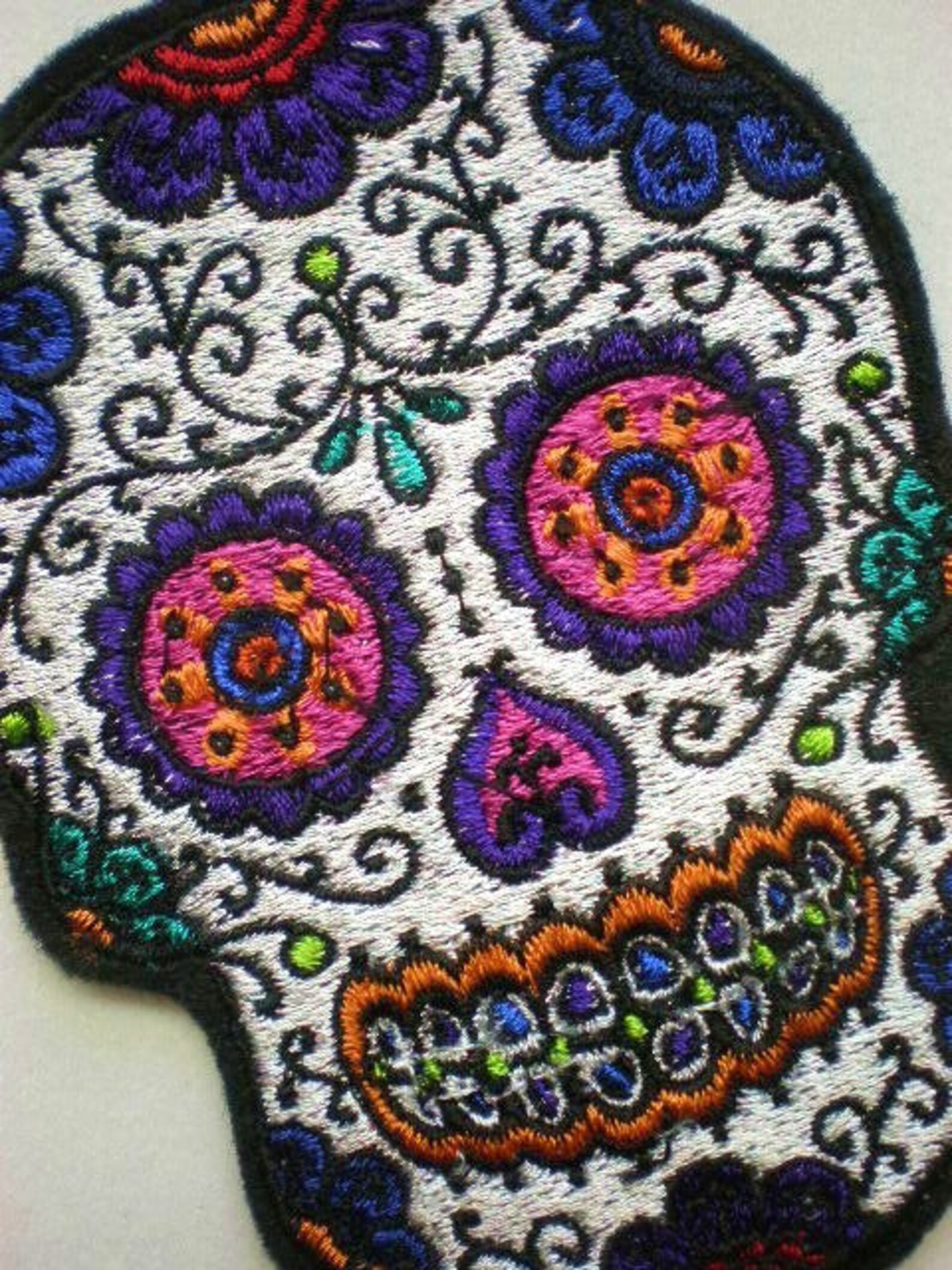 Embroidered Sugar Skull Applique, Patch, Day of the Dead, Gothic, Skull ...