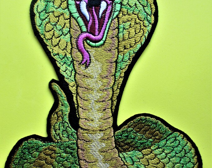 Extra Large Embroidered Cobra Applique Patch, Biker Patch, Snake Patch ...
