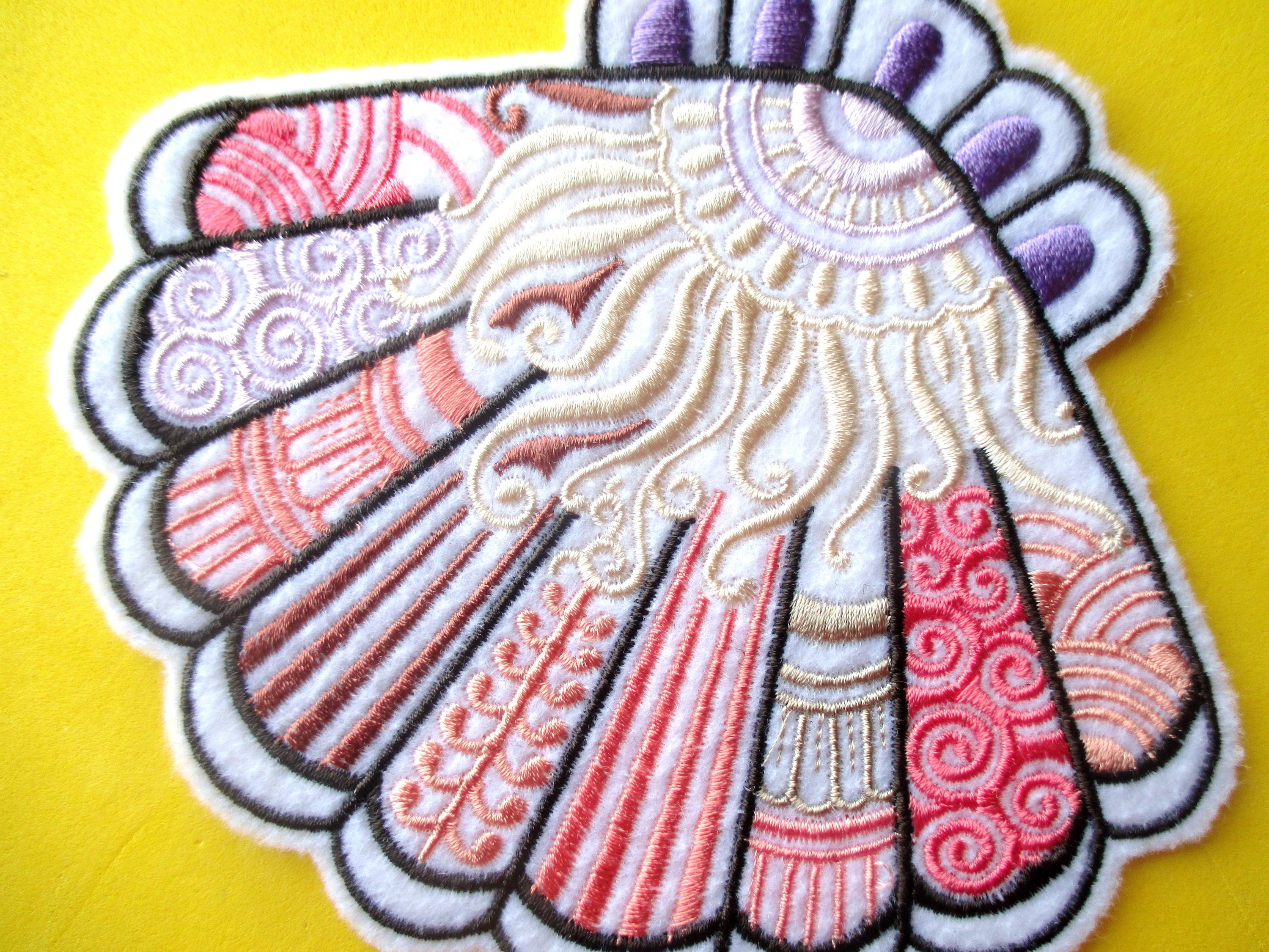 Large Embroidered Sea Shell Applique Patch Mehndi Style Wall - Etsy