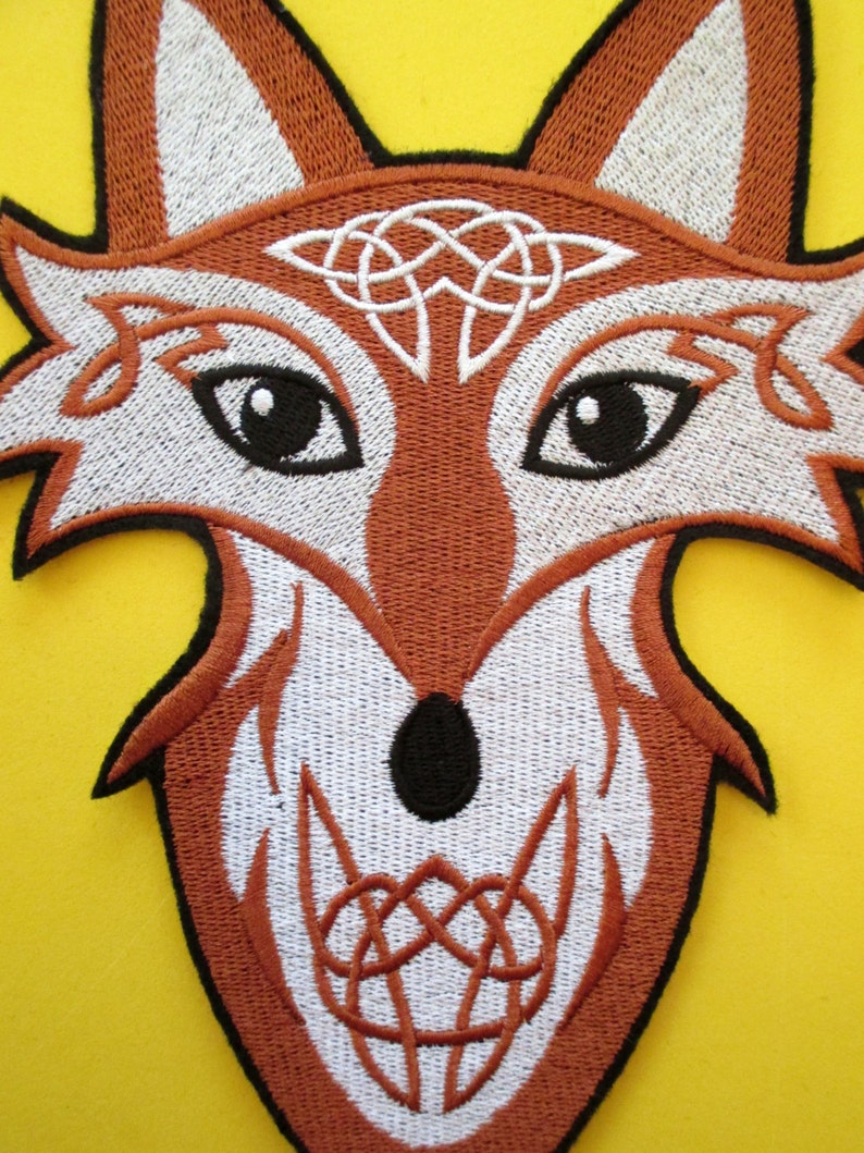 JUMBO Embroidered Celtic Fox Applique Patch Celtic Knot - Etsy