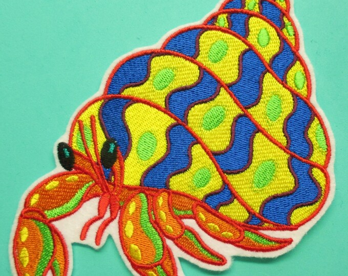 Large Embroidered Caribbean Creature the Hermit Crab, Applique Patch ...