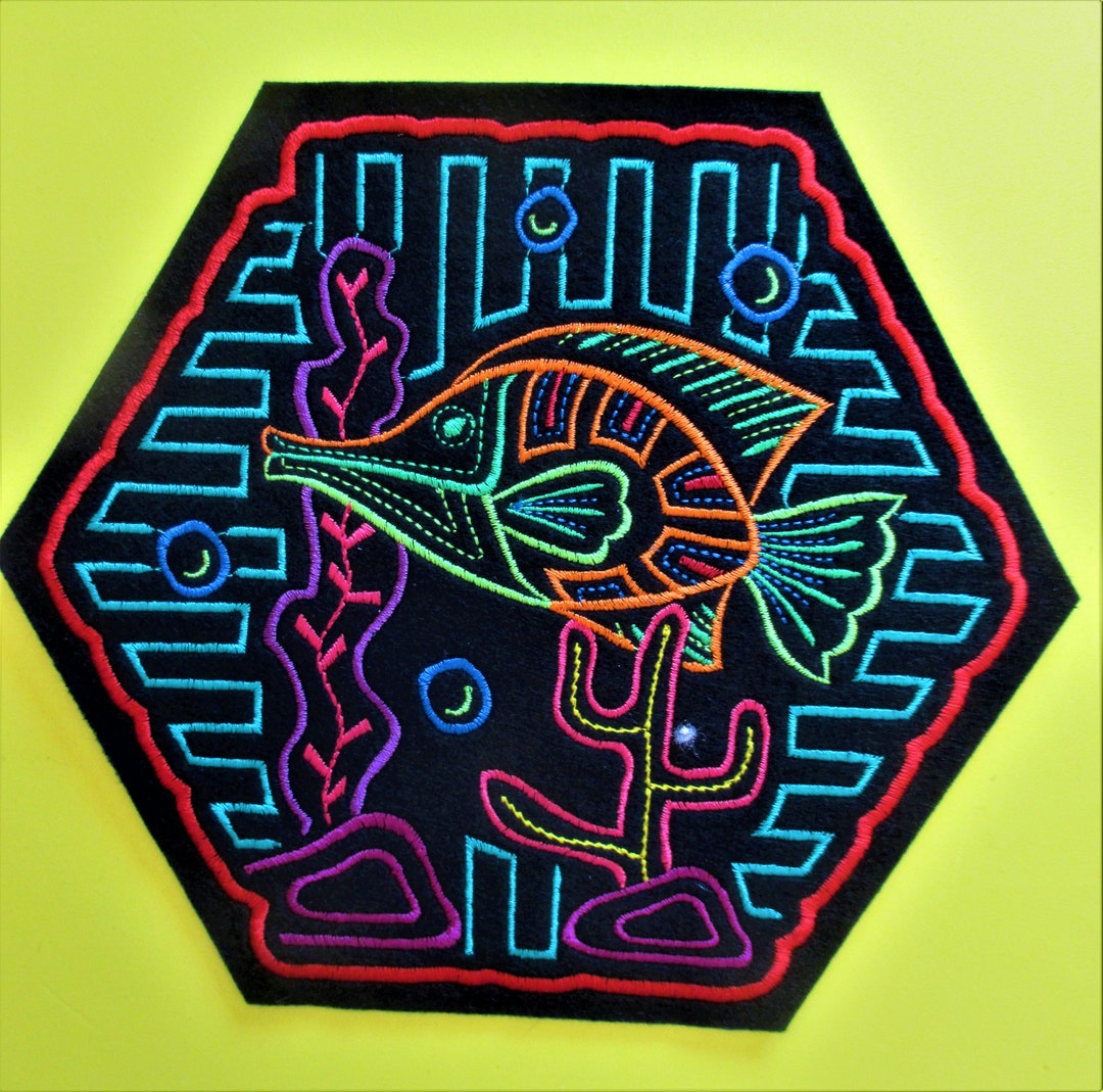 Embroidered Mola Applique Patch, Replica, Panama, Kuna, Guna, Fish ...