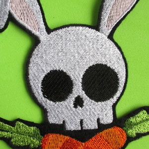 Large Embroidered Rabbit Skull With Carrot Cross Bones, Rabbit Skully ...