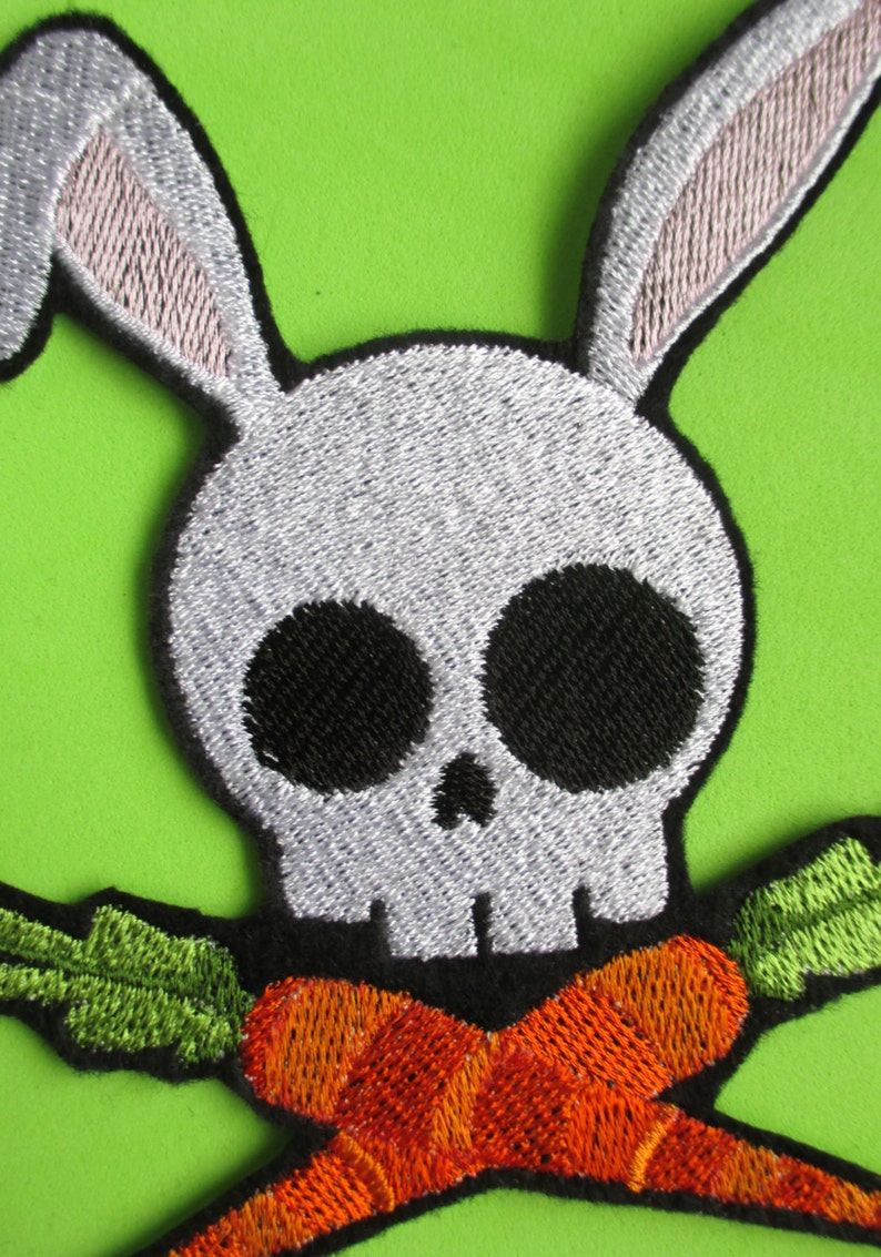 Large Embroidered Rabbit Skull With Carrot Cross Bones Rabbit - Etsy