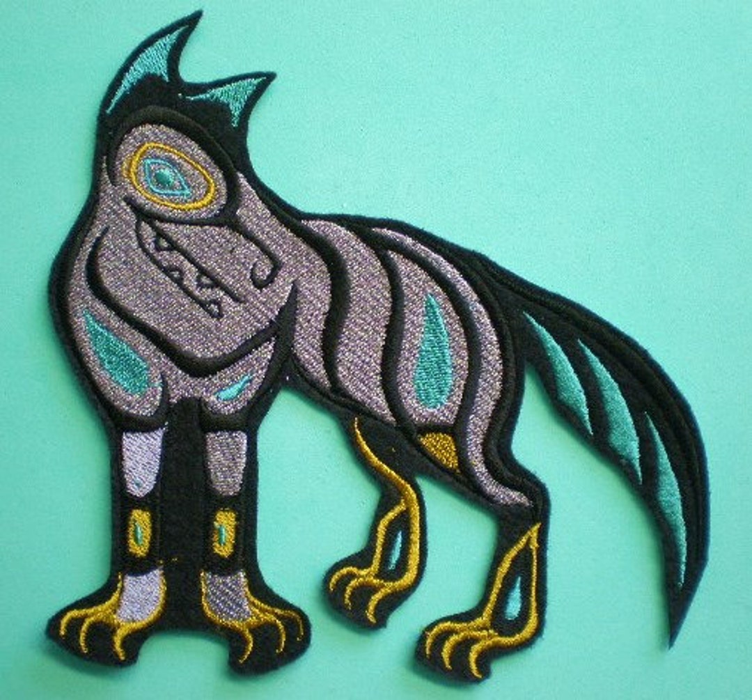 Large Embroidered Native American Wolf Applique Patch, Iron on or Sew ...