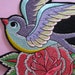 Large Embroidered Sparrow With Rose Applique Patch, Iron on or Sew on ...