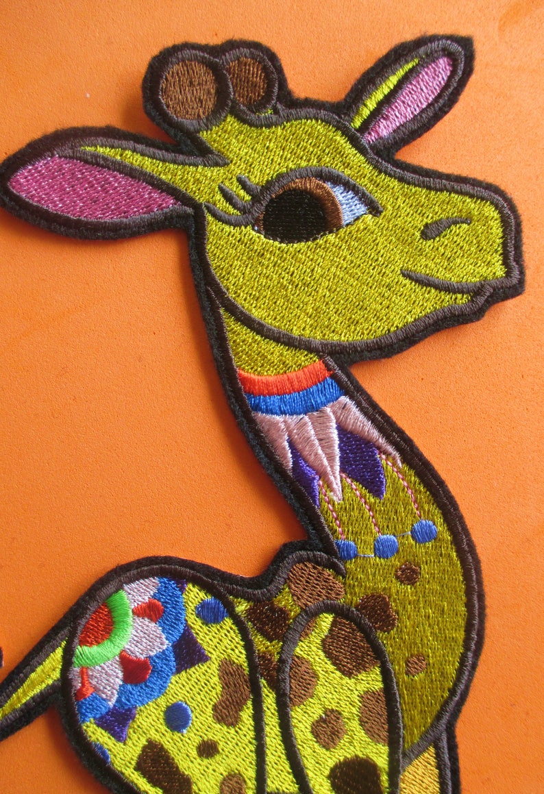 Extra Large Embroidered Giraffe Applique Patch Mehndi Style | Etsy