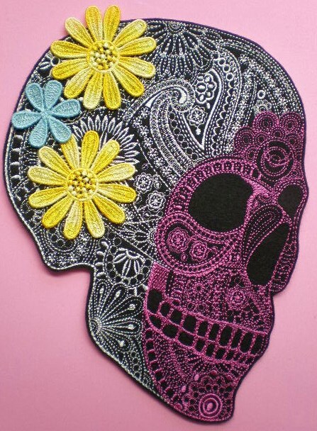 Extra Large Embroidered Sugar Skull Applique Patch Iron on - Etsy
