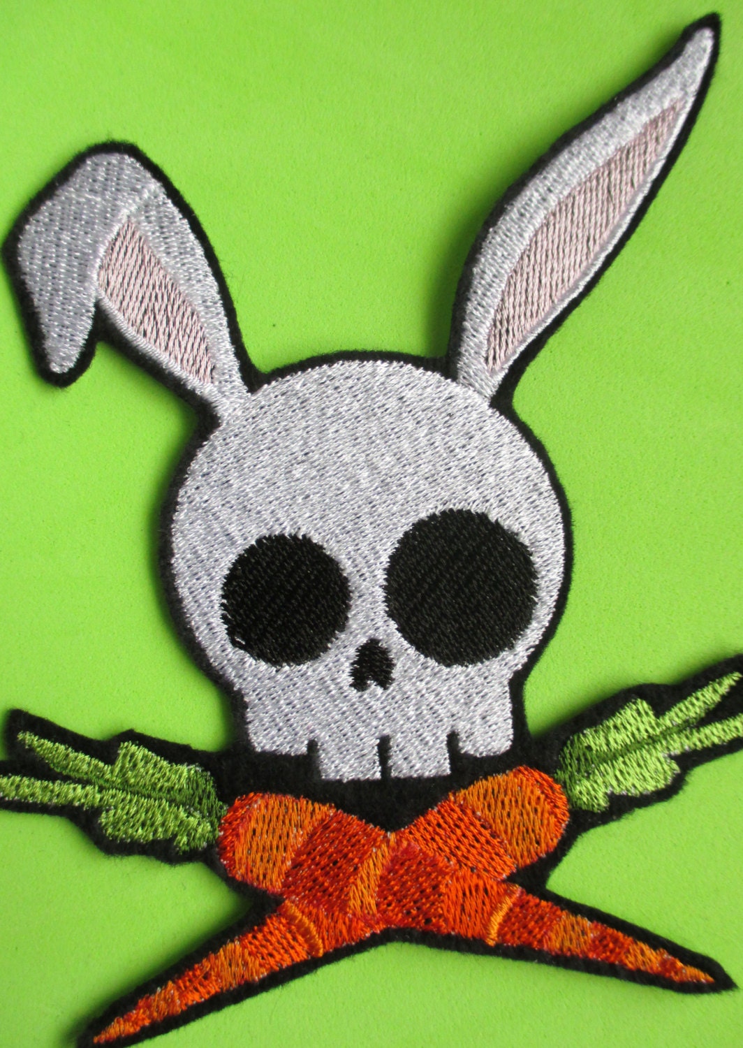 Large Embroidered Rabbit Skull With Carrot Cross Bones Rabbit - Etsy