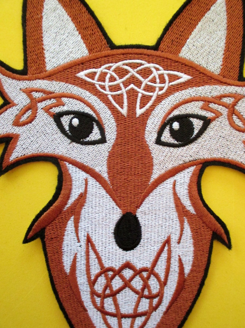 JUMBO Embroidered Celtic Fox Applique Patch Celtic Knot - Etsy