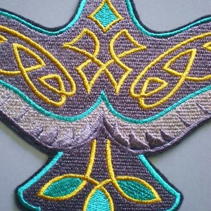 Large Embroidered Raven Iron on Applique Patch, Celtic, Southwestern ...