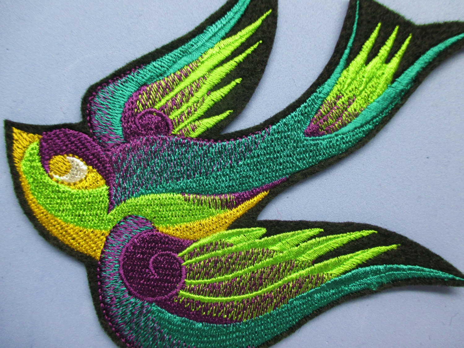 Embroidered Swooping Sparrow Tattoo Style Applique Patch Iron - Etsy