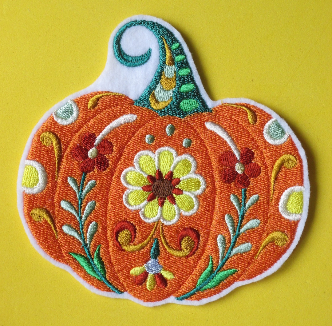 Large Embroidered Pumpkin Applique Patch, Halloween Pumpkin, Fall ...