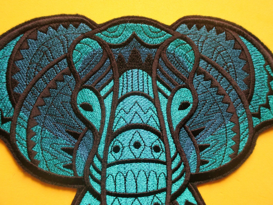 Extra Large Embroidered Elephant Applique Patch Exquisite - Etsy UK