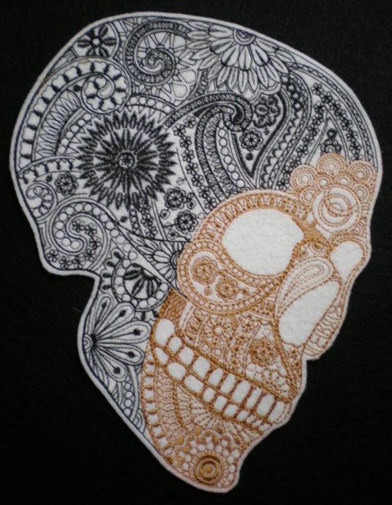 Extra Large Embroidered Ornate Skull Iron on Applique Patch - Etsy