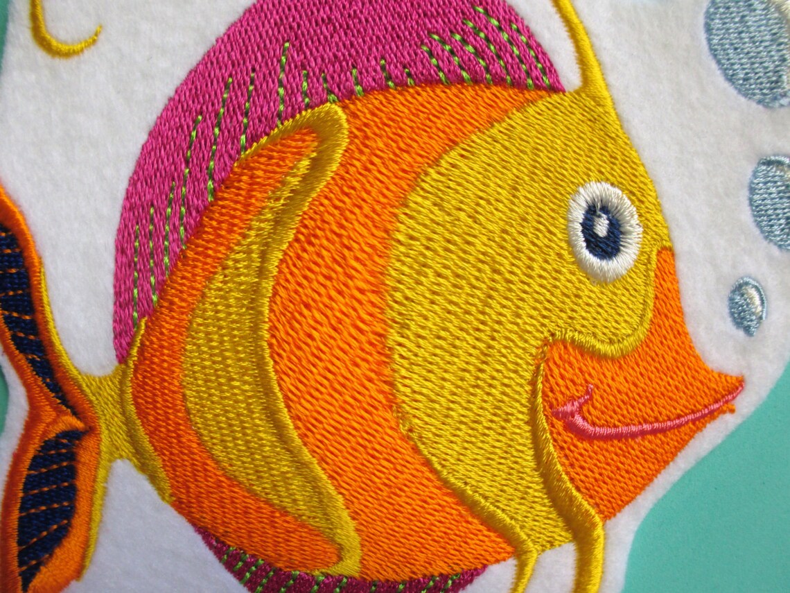 Large Embroidered Colorful Fish Applique Patch Beach | Etsy