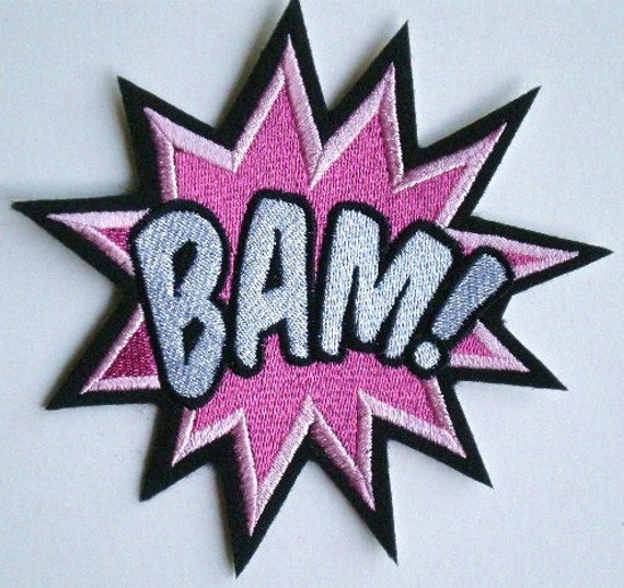 Large Embroidered BAM Iron on Patch Applique Super Power - Etsy