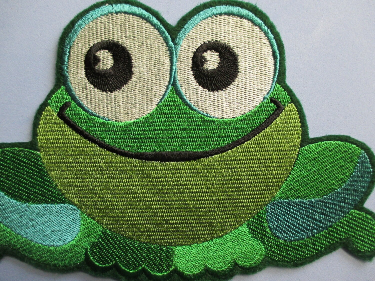 Jumbo Embroidered Wide Eyed Frog Applique Patch Frog Patch | Etsy