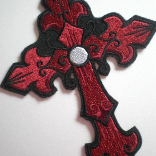 Gothic Cross Sew Iron on Patch Crucifix Applique Embroidered - Etsy