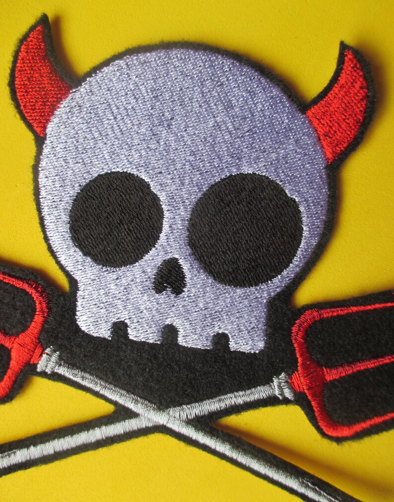 Large Embroidered Little Devil Skully Applique Patch Skull - Etsy