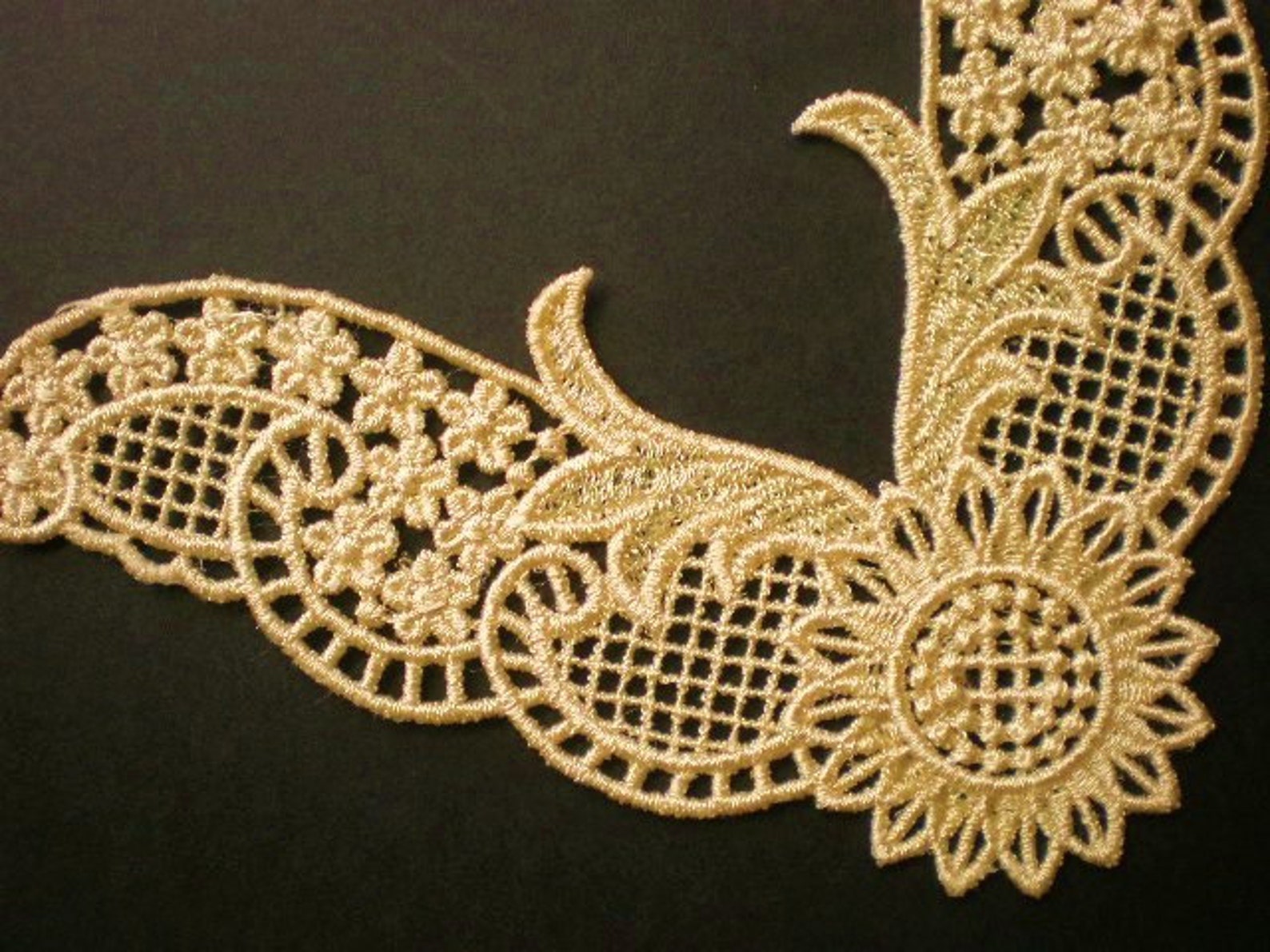 Embroidered Sunflower Neckline Lace Lace Collar Beige Lace - Etsy