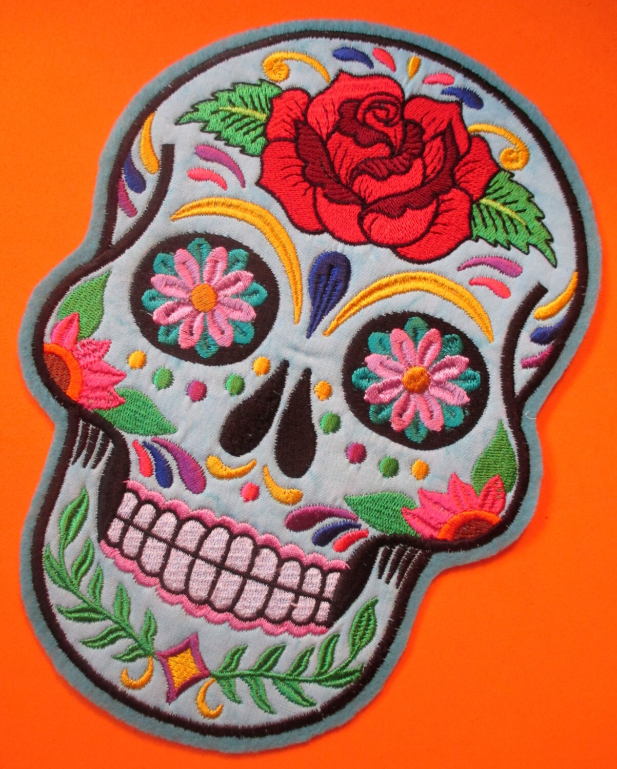 Extra Large Embroidered Sugar Skull Applique Patch Sew on - Etsy