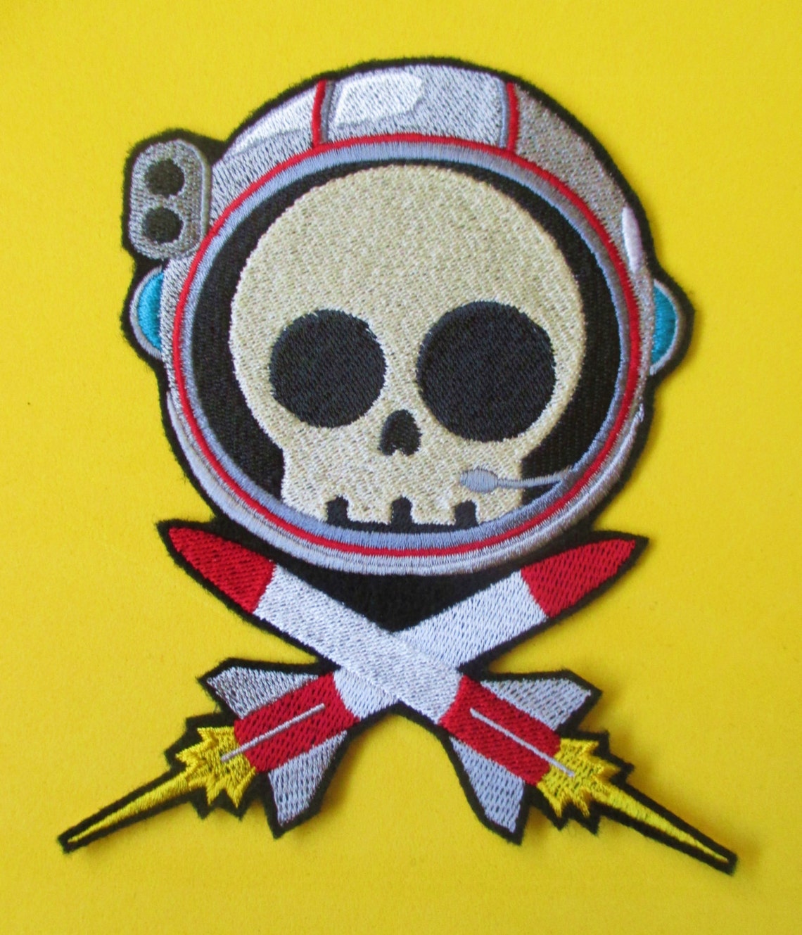 Large Embroidered Astronaut Skully Applique Patch Iron On or | Etsy