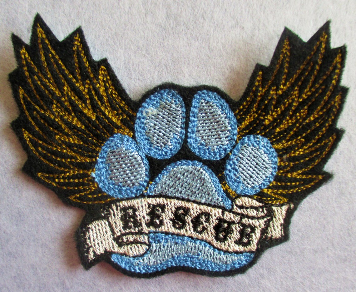 Pink Red or Blue Embroidered Pet Rescue Applique Patch - Etsy