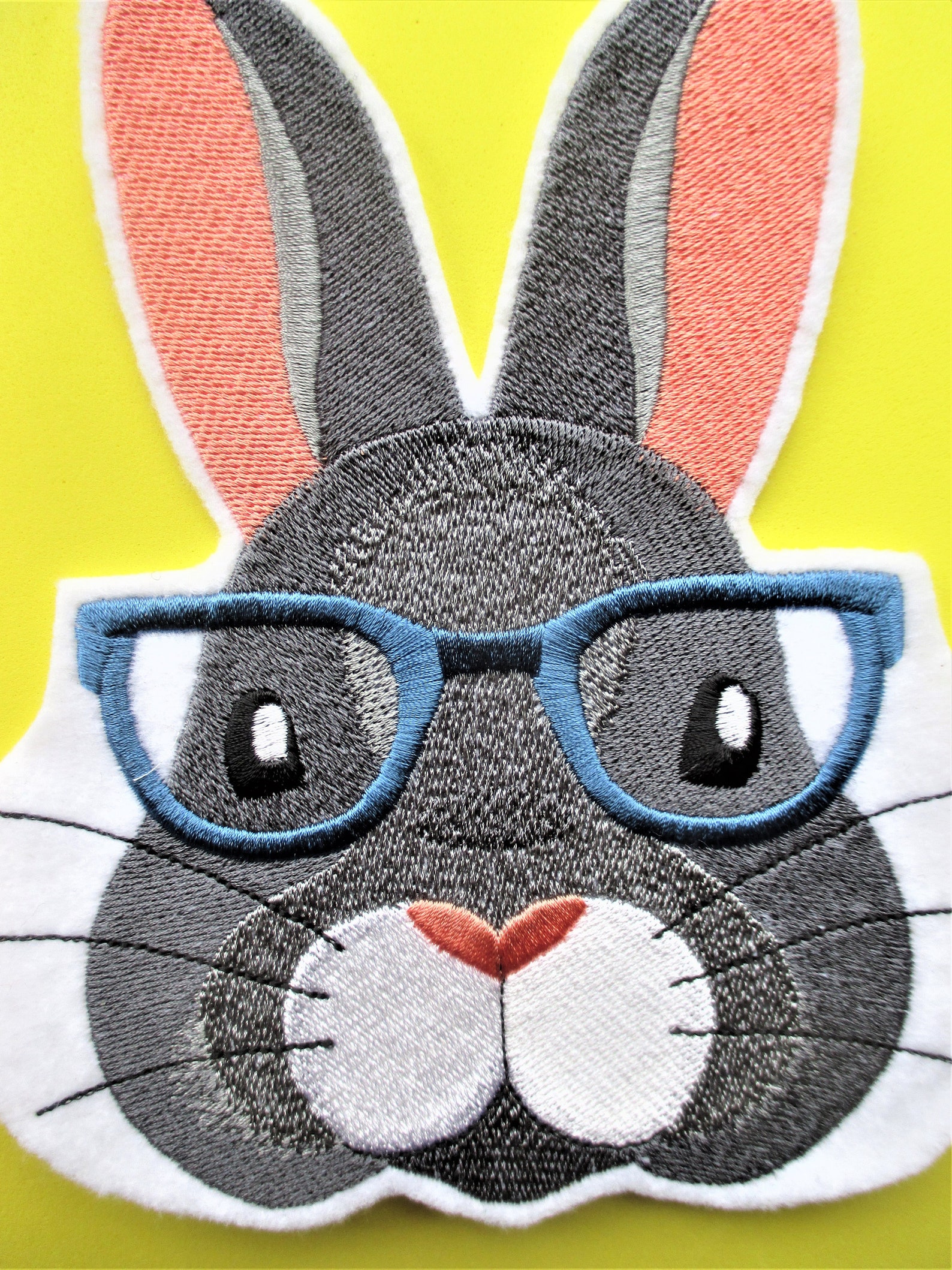 Large Rolly Polly Bunny Rabbit With Glasses Embroidered - Etsy