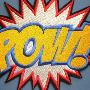EXTRA LARGE Embroidered POW Super Hero Cartoon Applique Patch, Iron on ...