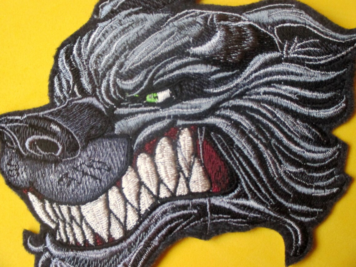 Large Embroidered Wolf Head Applique Patch Iron on or Sew On - Etsy
