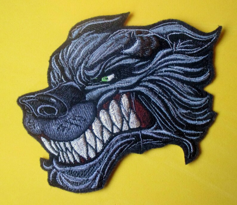 Large Embroidered Wolf Head Applique Patch Iron on or Sew On - Etsy