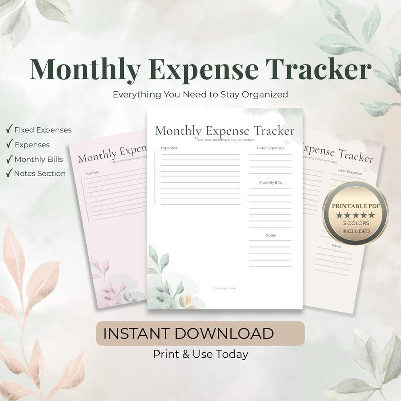 See Exactly Where Your Money Goes Printable, Monthly Expense Tracker ...