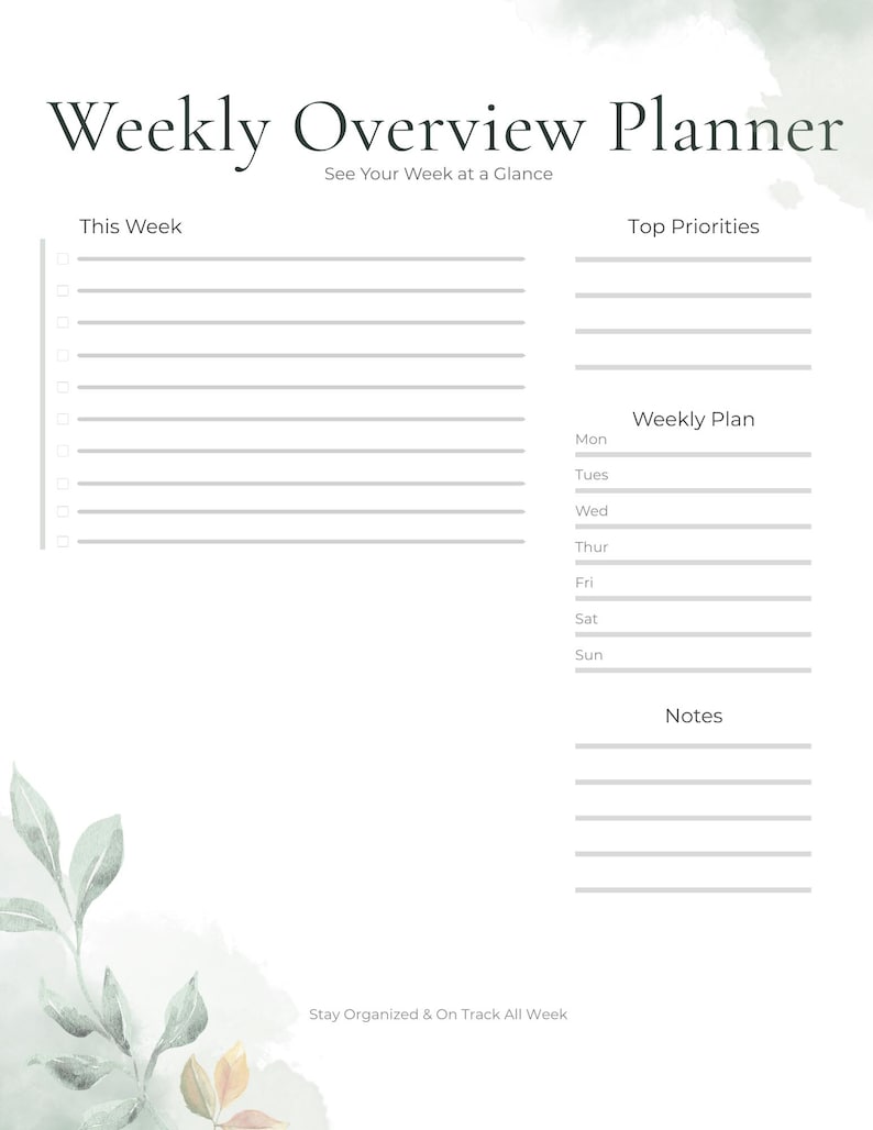 Plan Your Entire Week in Minutes Printable, Weekly Planner PDF, Simple ...