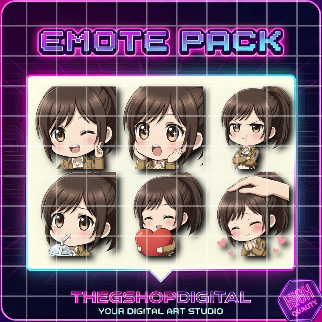 Hungry Chibi Girl Twitch Emote Pack, 26 Anime Stickers for Discord and ...