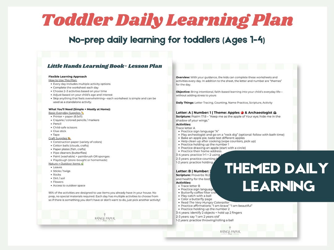 Toddler Lesson Plan Printable (ages 1-4) | Daily Learning Activities ...