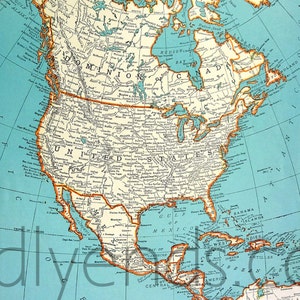1939 North America Atlas Map - Etsy
