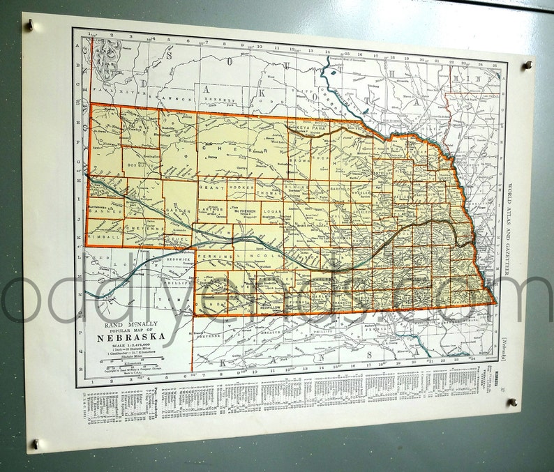 Vintage Nebraska Map 1939 Original Atlas Antique Omaha - Etsy