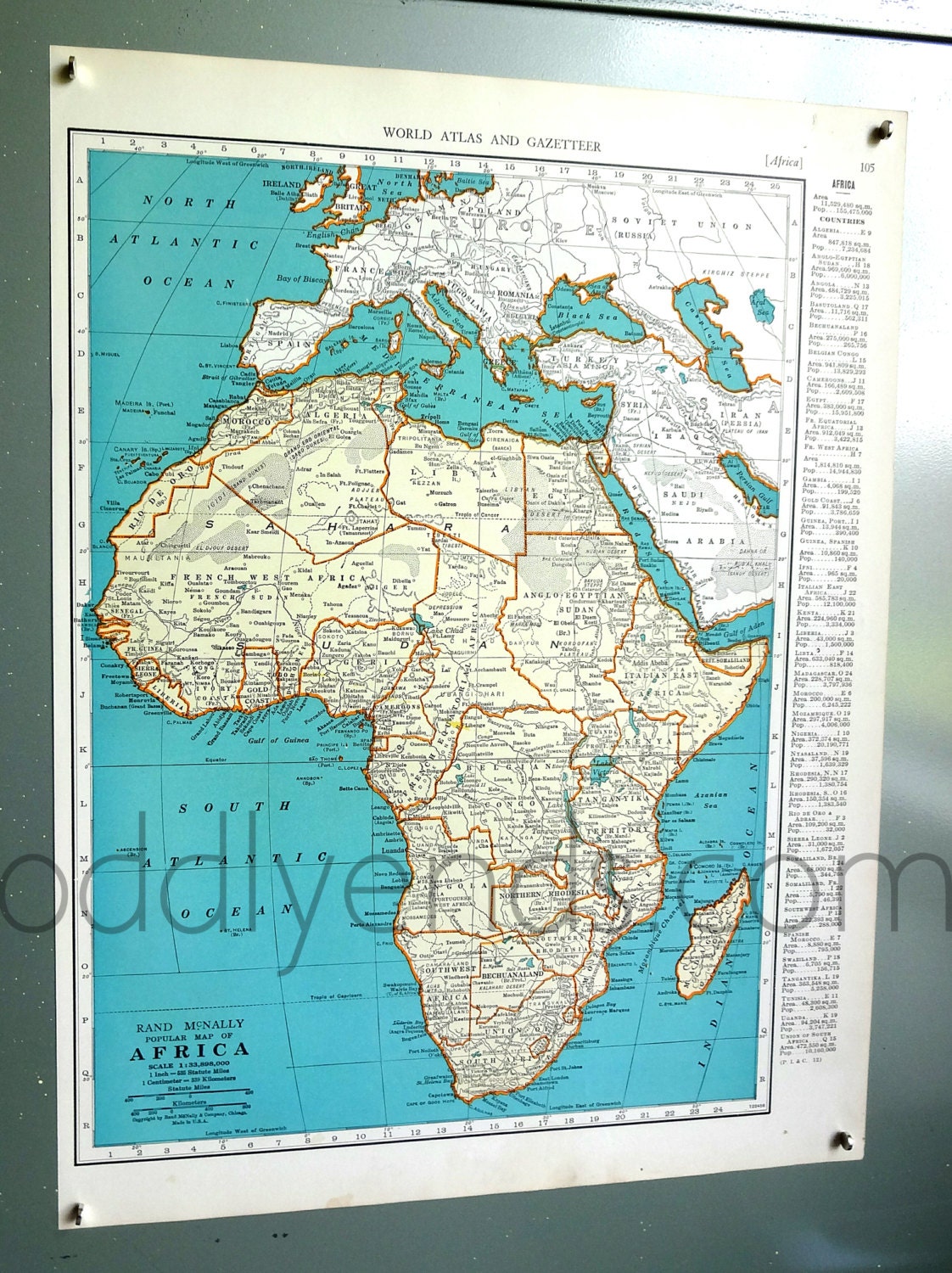1939 Africa Vintage Atlas Map | Etsy