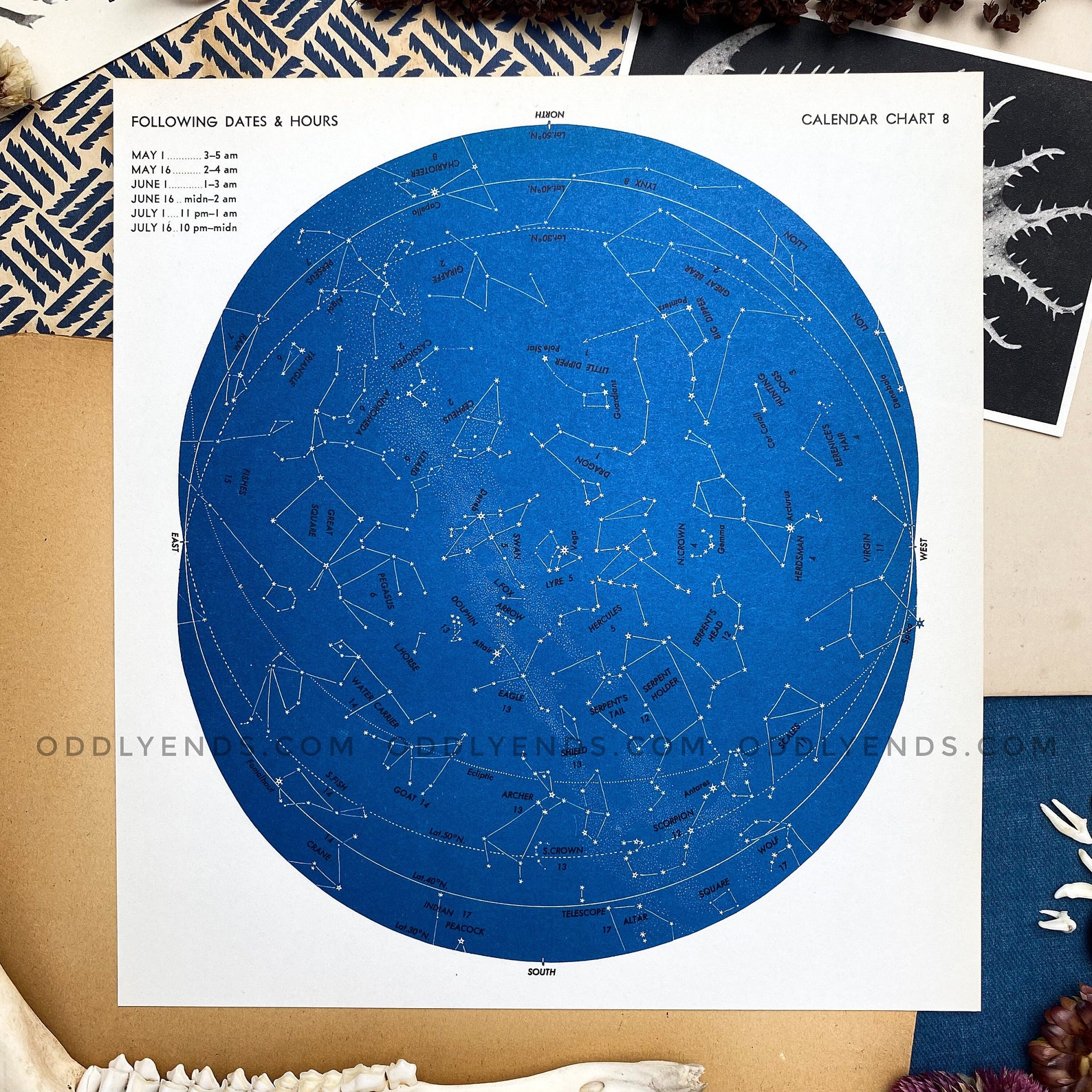 1950's May-july Constellation Star Chart Not - Etsy