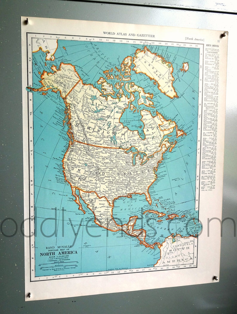 1939 North America Atlas Map - Etsy