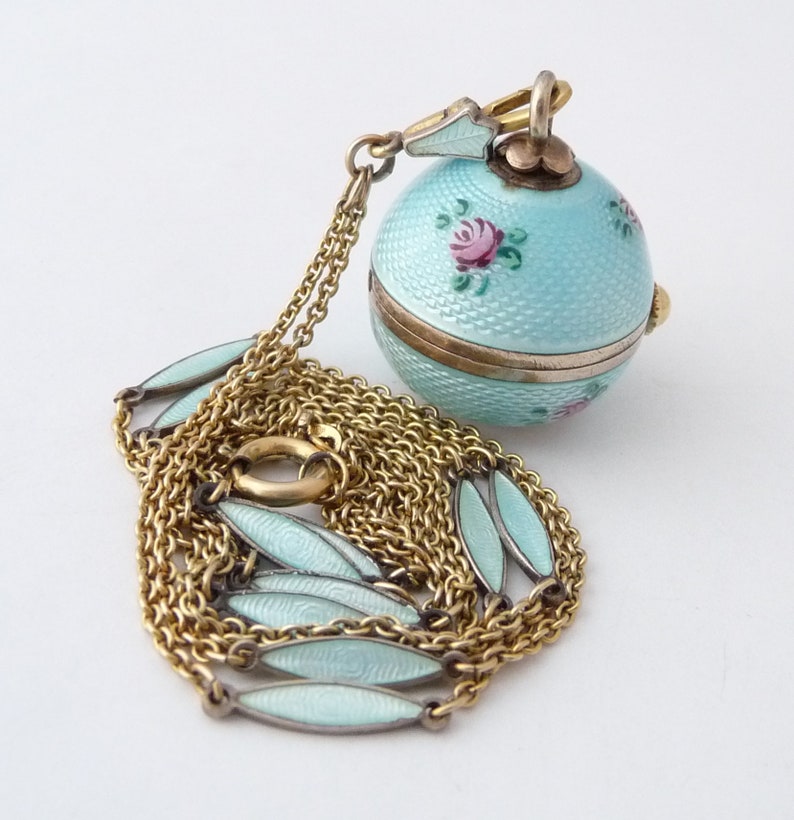 Vintage Guilloche Enamel Ball Watch Pendant Necklace Pink - Etsy