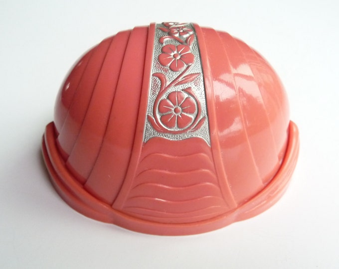 Pink Coral Vintage Ring Box Clam Shell Display Celluloid Plastic Ring ...