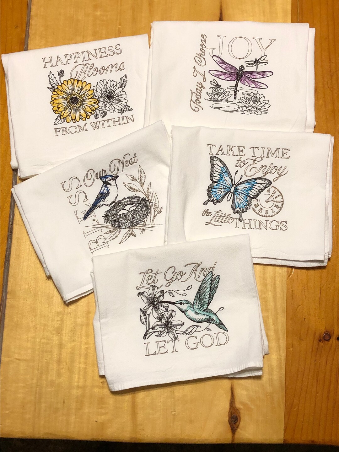 Machine Embroidered Inspirational Quotes Flour Sack Dish Towel Set - Etsy