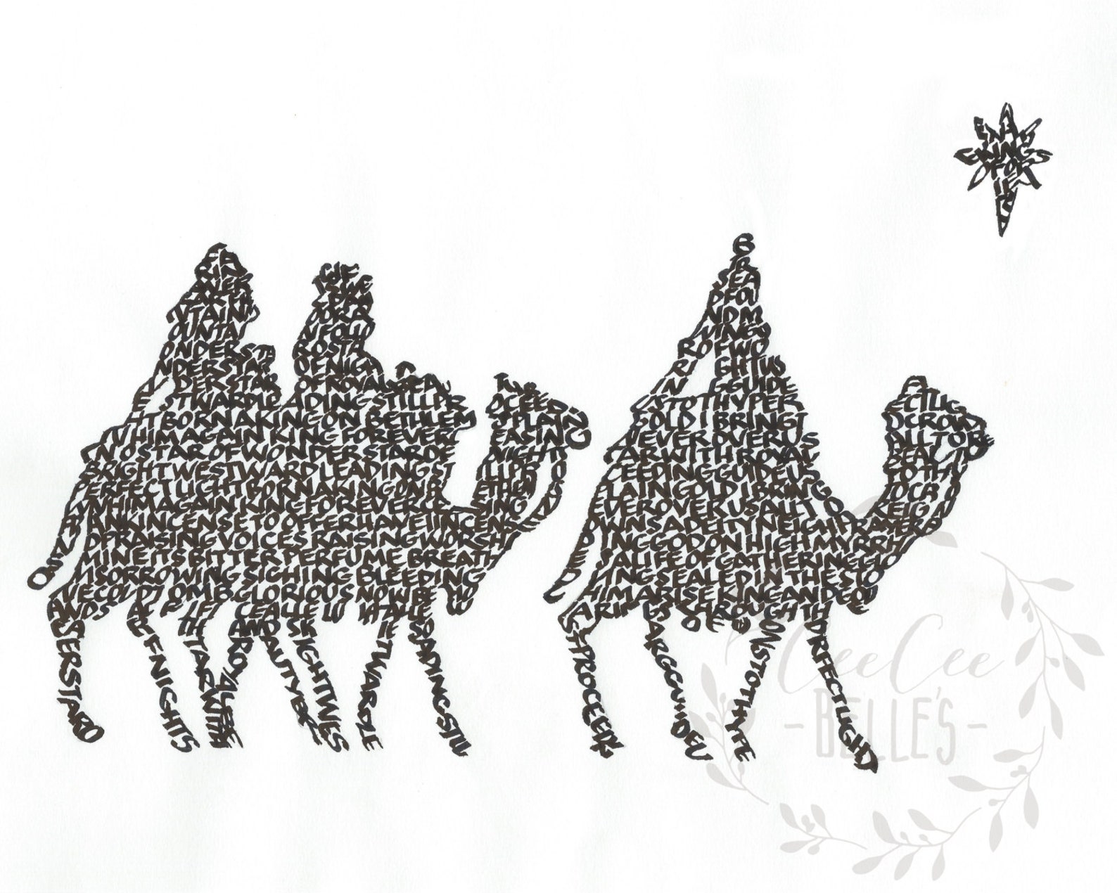 We Three Kings - A Limited Edition Print of a Hand-lettered Image Using ...