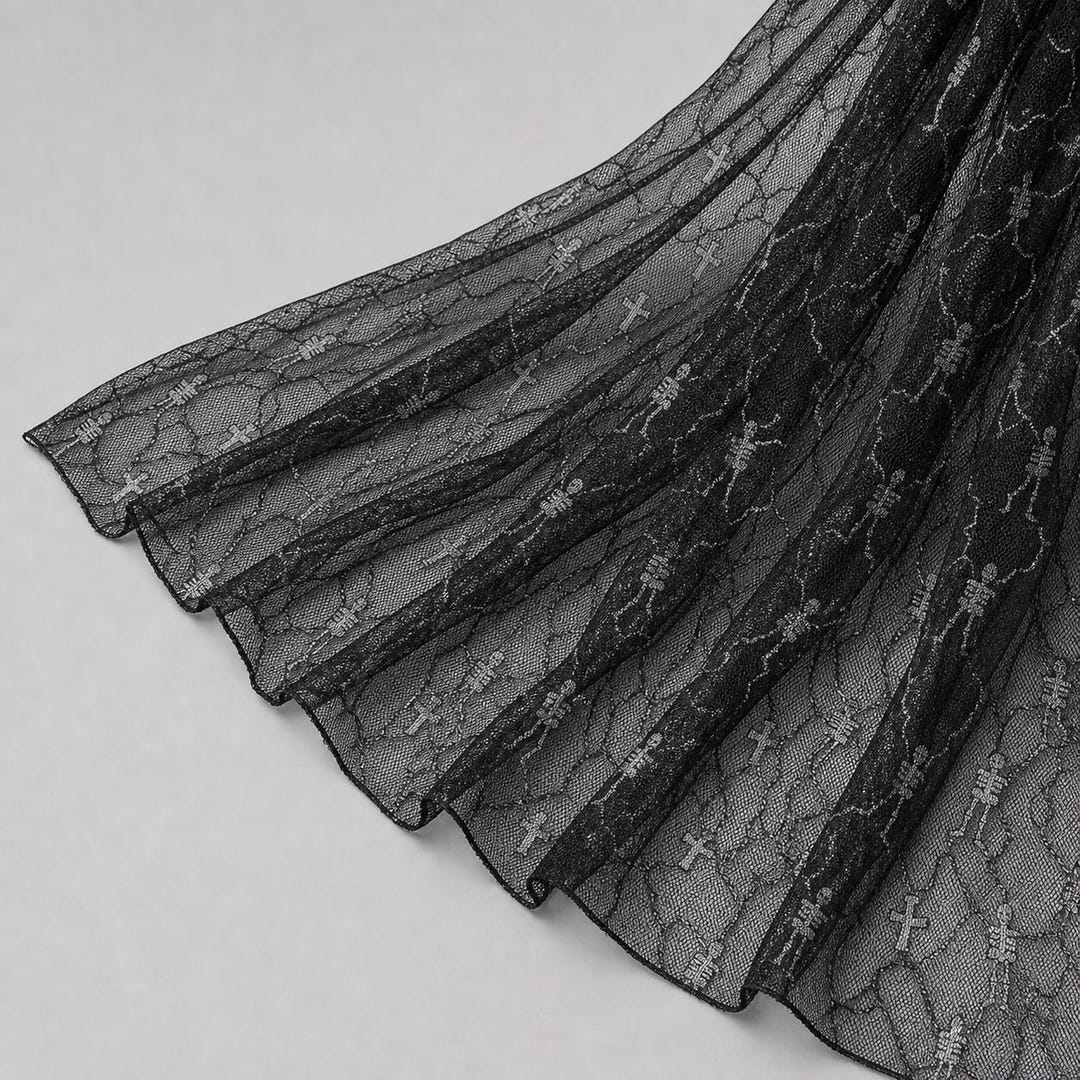 Halloween Ghost Cross Lace Fabric, Gothic Costume Mesh, Spooky DIY ...